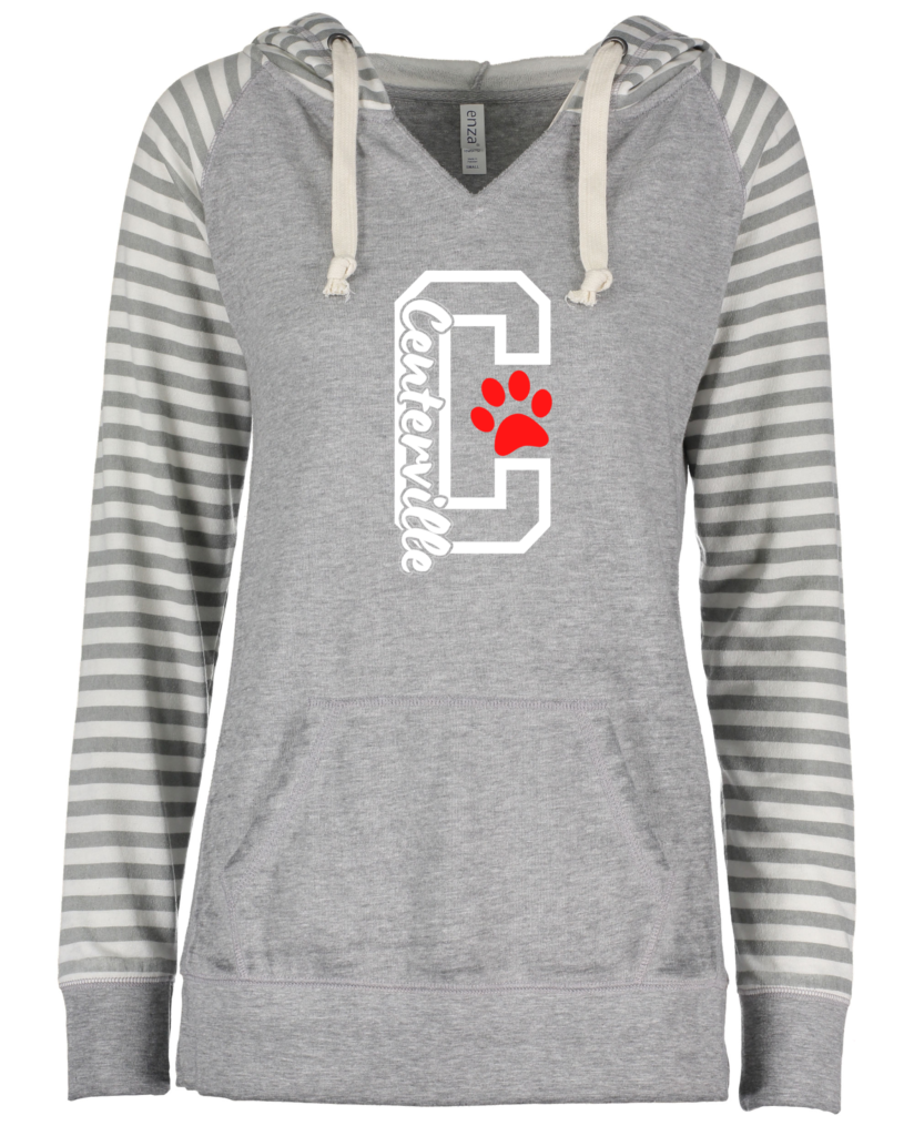 Centerville Ladies Stripe Chalk Fleece Pullover Hood ("C" Logo ...